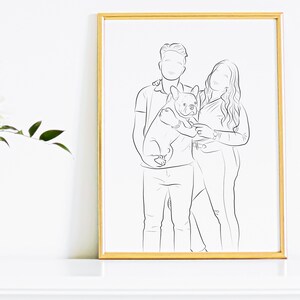 Custom Family Line Art, Dog Memorial Portrait, Dog Line Art, Pet ...