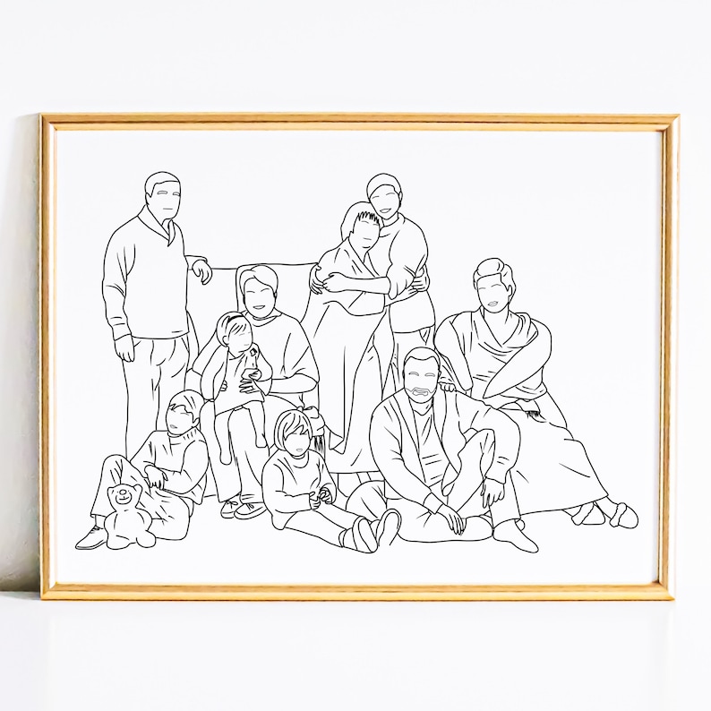 Custom Group Portrait Group Line Art Family Portrait Custom - Etsy