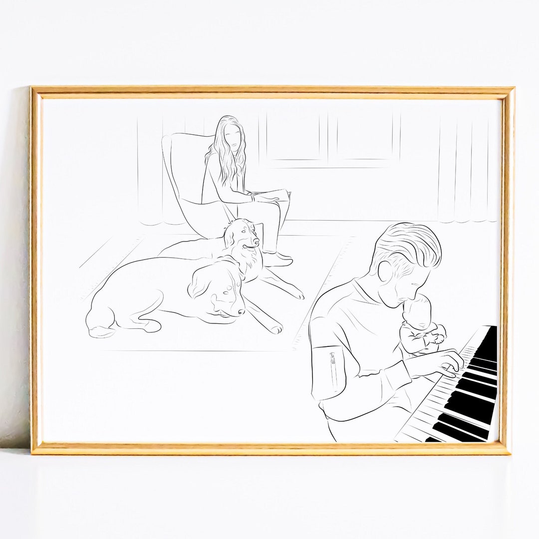 Custom Line Art Portrait: Background - Etsy