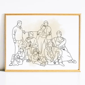 Custom Group Portrait Group Line Art Family Portrait Custom - Etsy