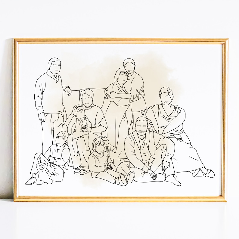Custom Group Portrait Group Line Art Family Portrait Custom - Etsy