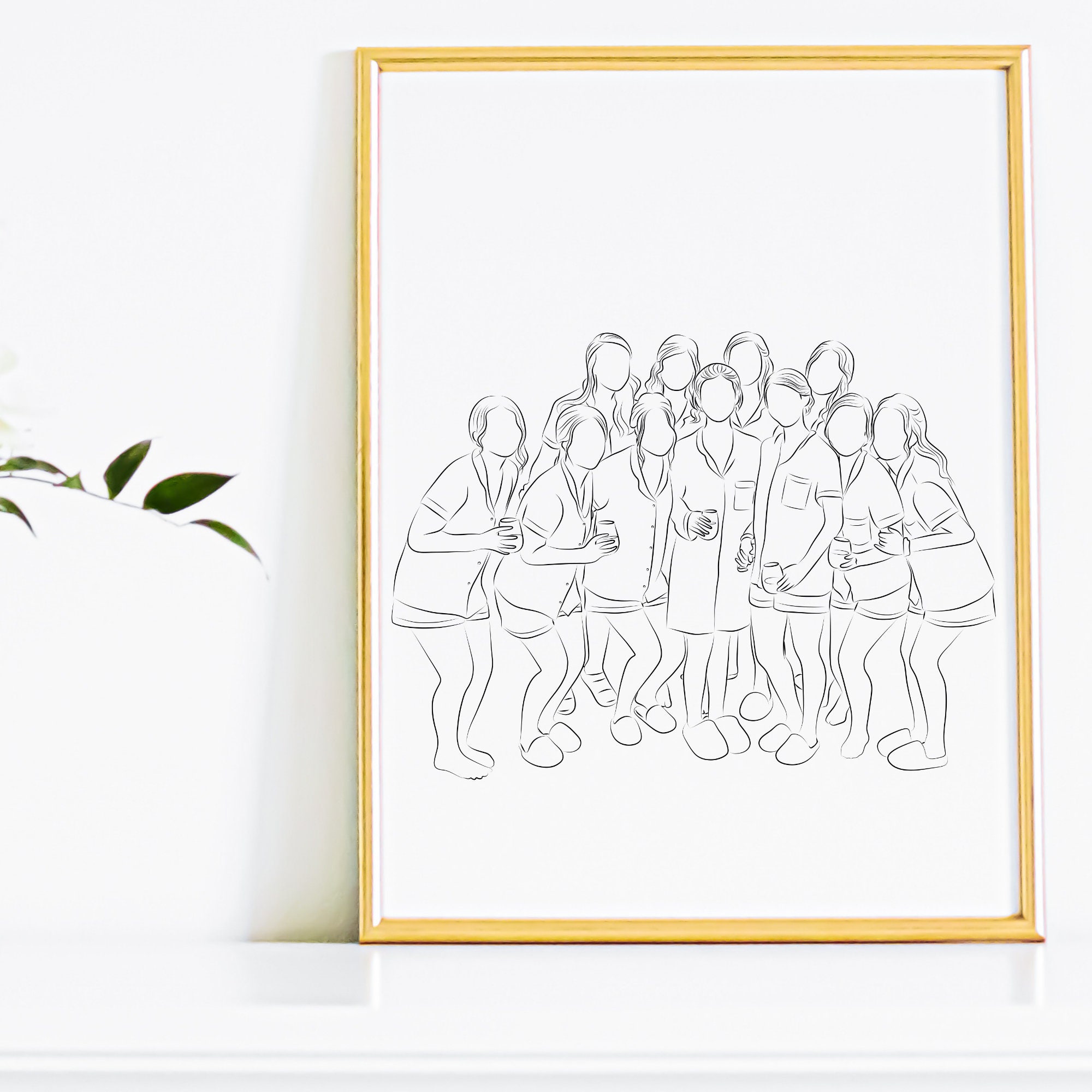 Custom Group Portrait Group Line Art Family Portrait Custom - Etsy