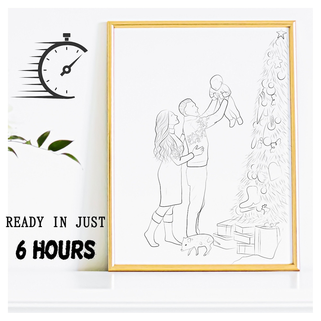 Personalized Christmas Gift, Christmas Family Portrait, Christmas Gift ...