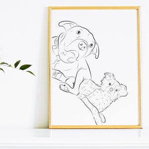 Custom Family Portrait, Family and Dog Line Art, Pet Portrait, Dog ...