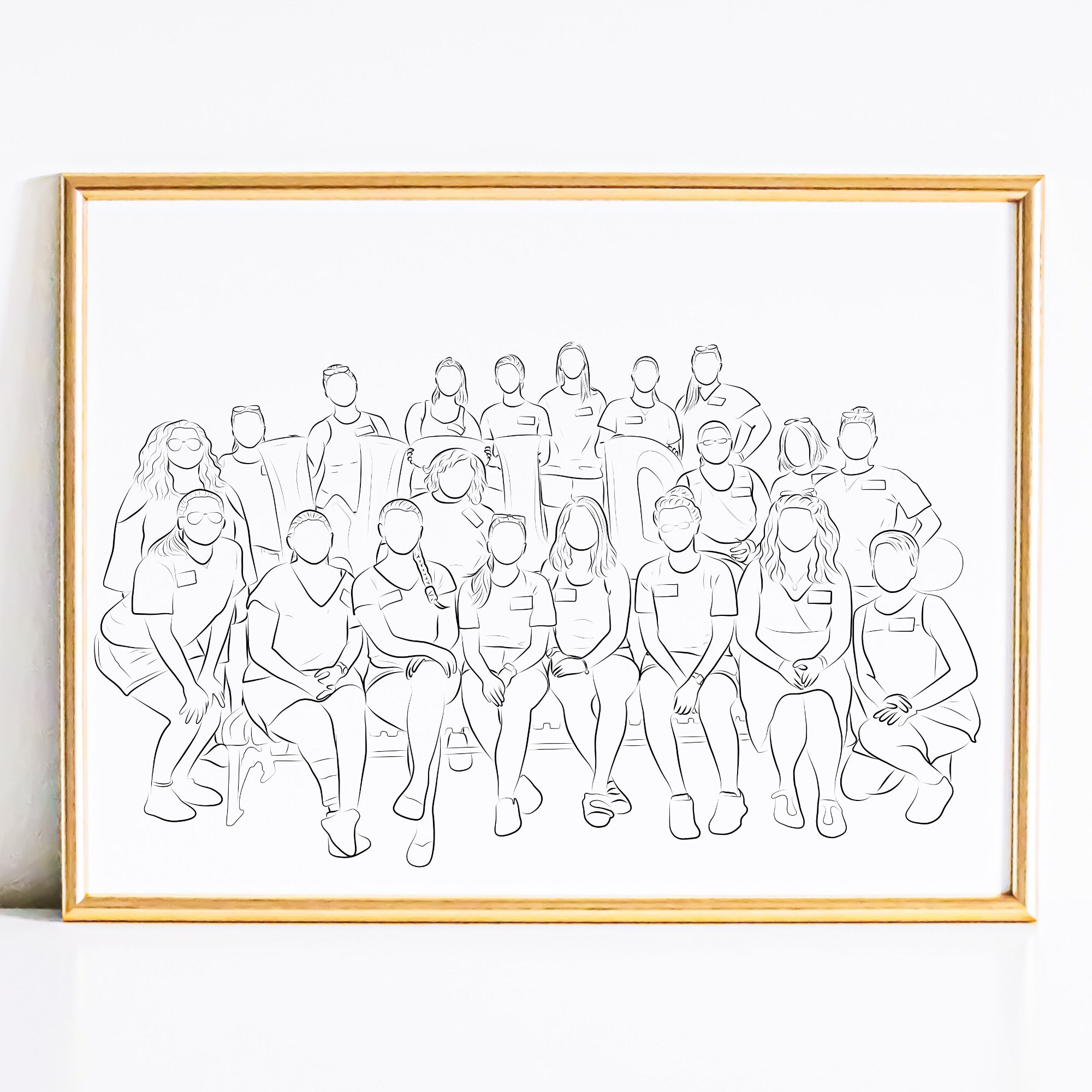 Custom Group Portrait Group Line Art Family Portrait Custom - Etsy