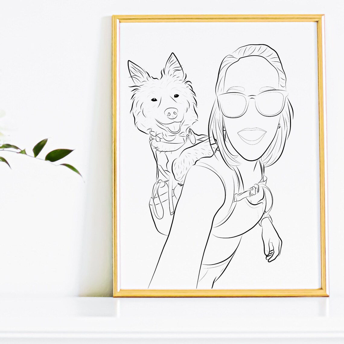 Couple and Dog Line Art Family and Dog Line Art Custom Dog - Etsy
