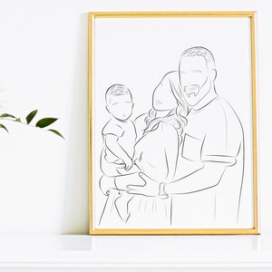 Custom Family Line Drawing, Family Portrait, Custom Line Art, Mothers ...