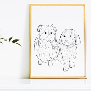 Custom Family Portrait, Family and Dog Line Art, Pet Portrait, Dog ...
