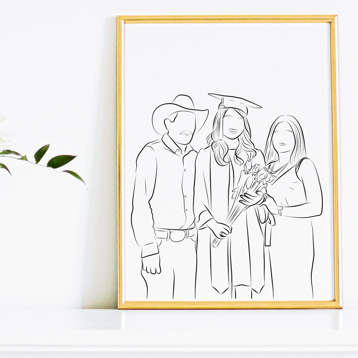 Custom Graduation Portrait, Custom Line Drawing, Graduation Present ...