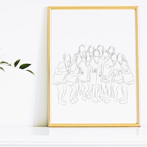 Custom Group Portrait, Group Line Art, Family Portrait, Custom Line ...