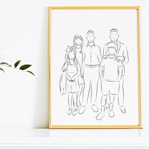 Custom Family Line Drawing, Family Portrait, Custom Line Art, Mothers ...