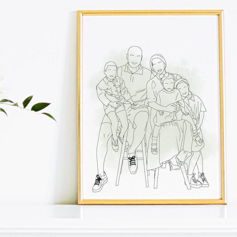 Custom Group Portrait Group Line Art Family Portrait Custom - Etsy