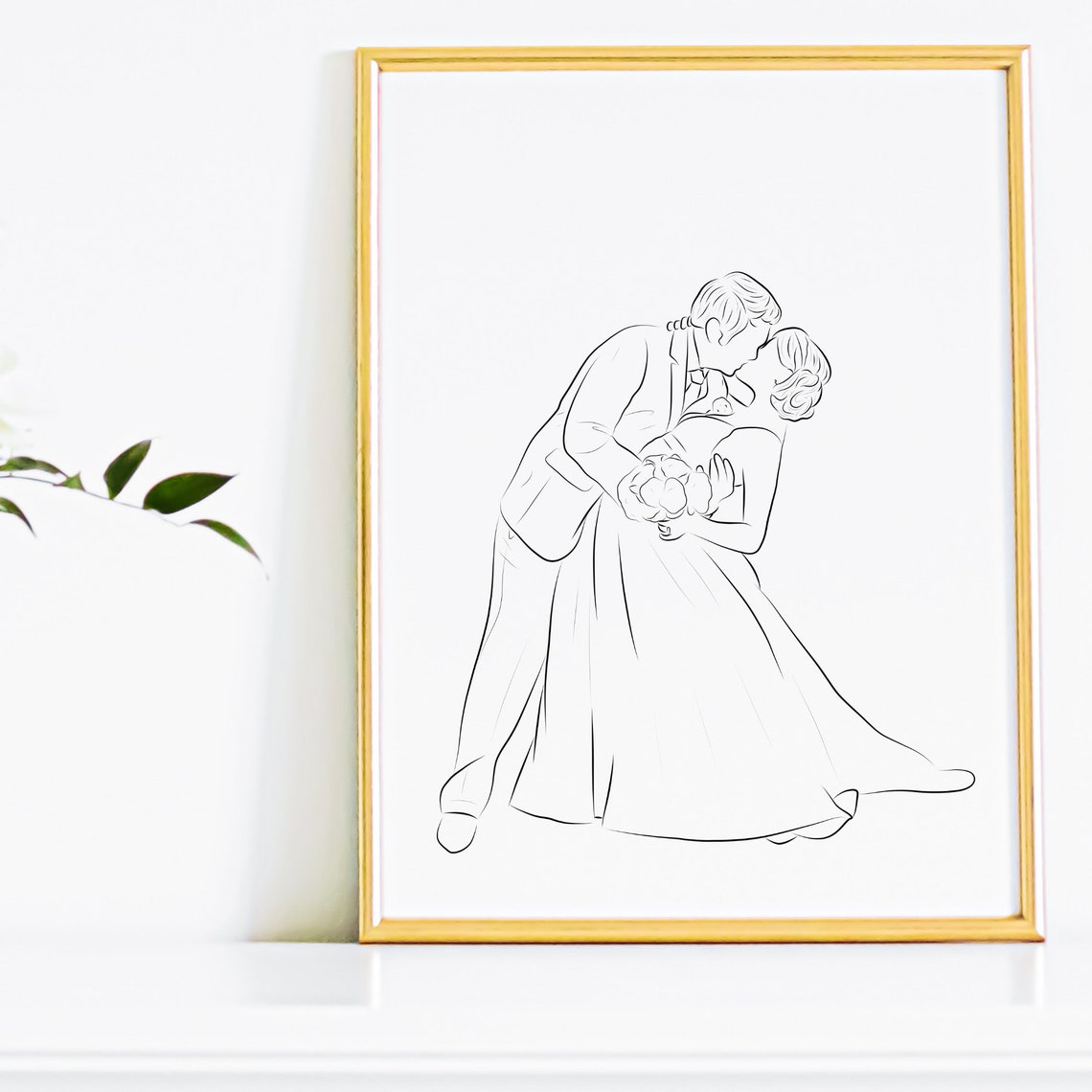 Custom Wedding Couple Line Art Drawing, Anniversary Gift (digital File ...