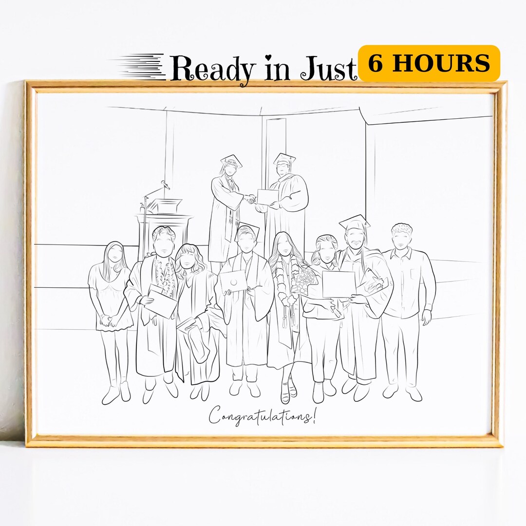 Personalized Graduation Line Art, Graduation Present, Custom Line ...