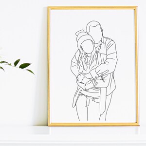 Custom Couple Portrait, Custom Line Drawing, Couple Line Art, Family ...
