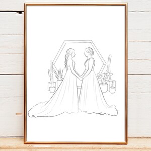 Wedding Line Drawing, Wedding Couple Line Art, Bride and Groom Line Art ...