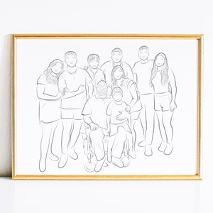 Custom Group Portrait, Group Line Art, Family Portrait, Custom Line ...