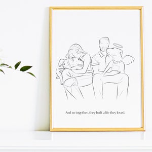 Custom Family Portrait, Family and Dog Line Art, Pet Portrait, Dog ...