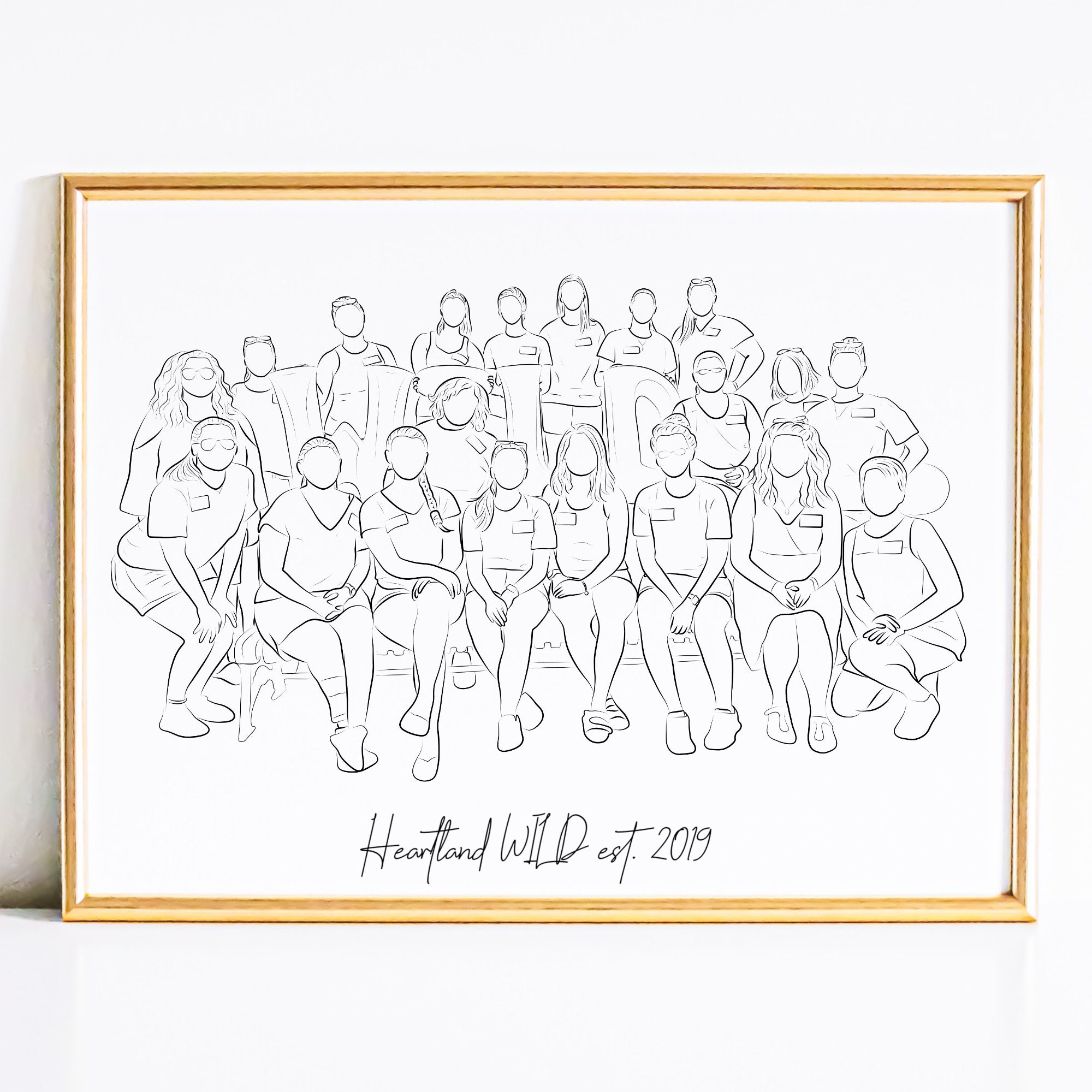 Custom Group Portrait Group Line Art Family Portrait Custom - Etsy