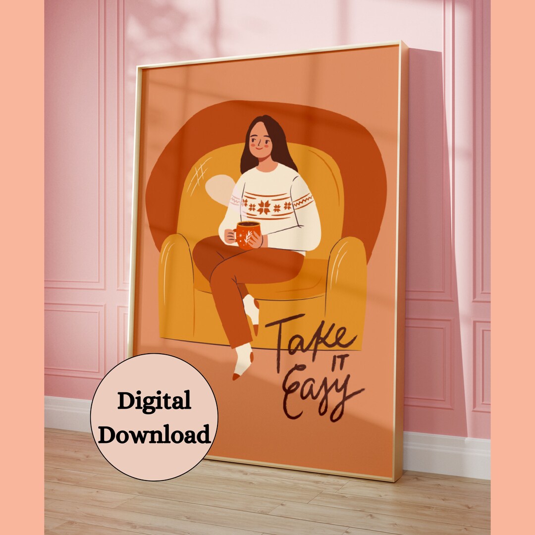 Take It Easy Art Fall Poster Mental Health Poster Teen - Etsy