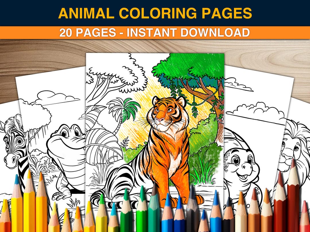 Animal Coloring Book Pages - Instant Download, Fun Educational Art ...