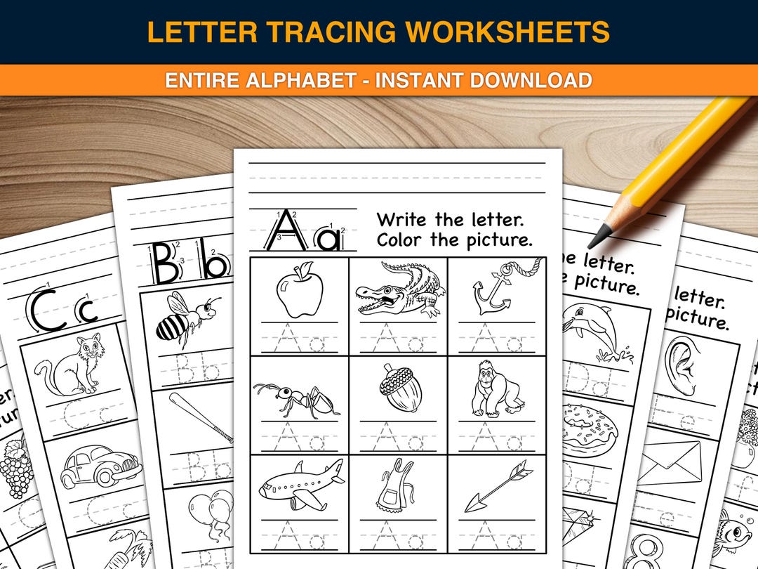Letter Tracing Worksheets - Entire Alphabet A-Z - Instant Download - Etsy