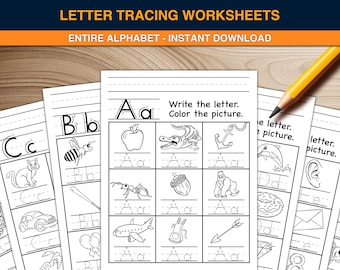 Letter Tracing Worksheets - Entire Alphabet A-Z - Instant Download - Etsy