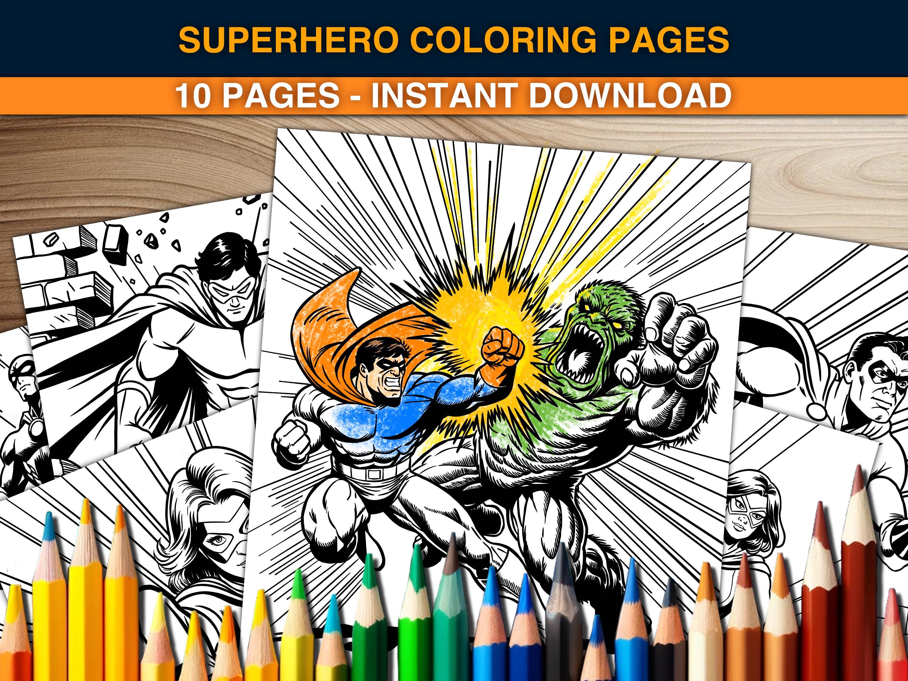 Superhero Adventures Coloring Pages Epic Action Scenes for All Ages ...