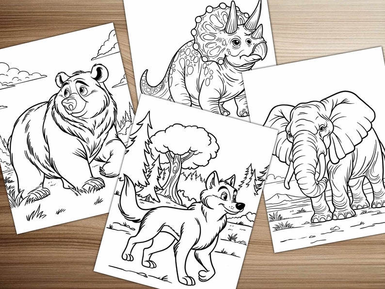 Animal Coloring Book Pages - Instant Download, Fun Educational Art ...