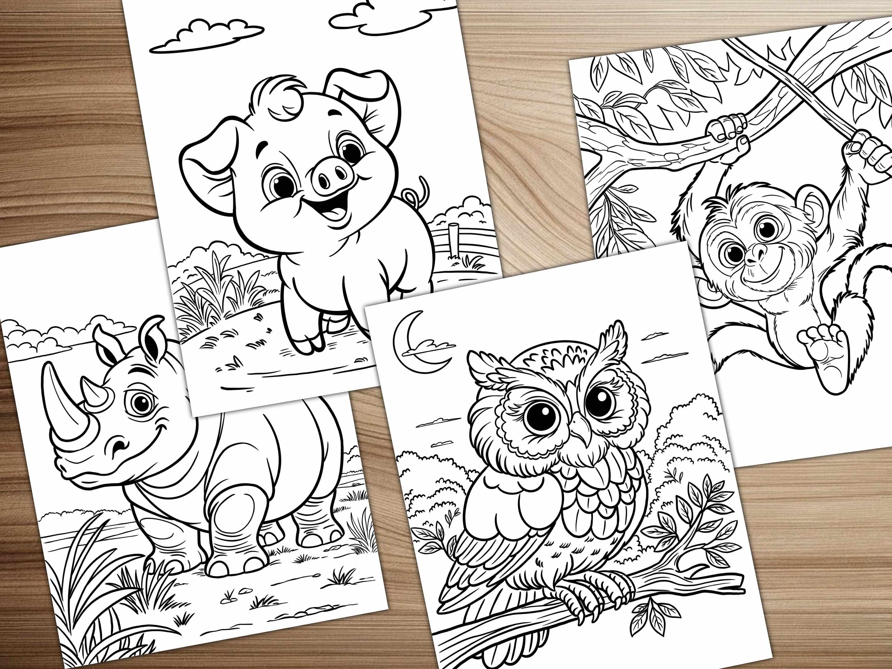 Animal Coloring Book Pages - Instant Download, Fun Educational Art ...