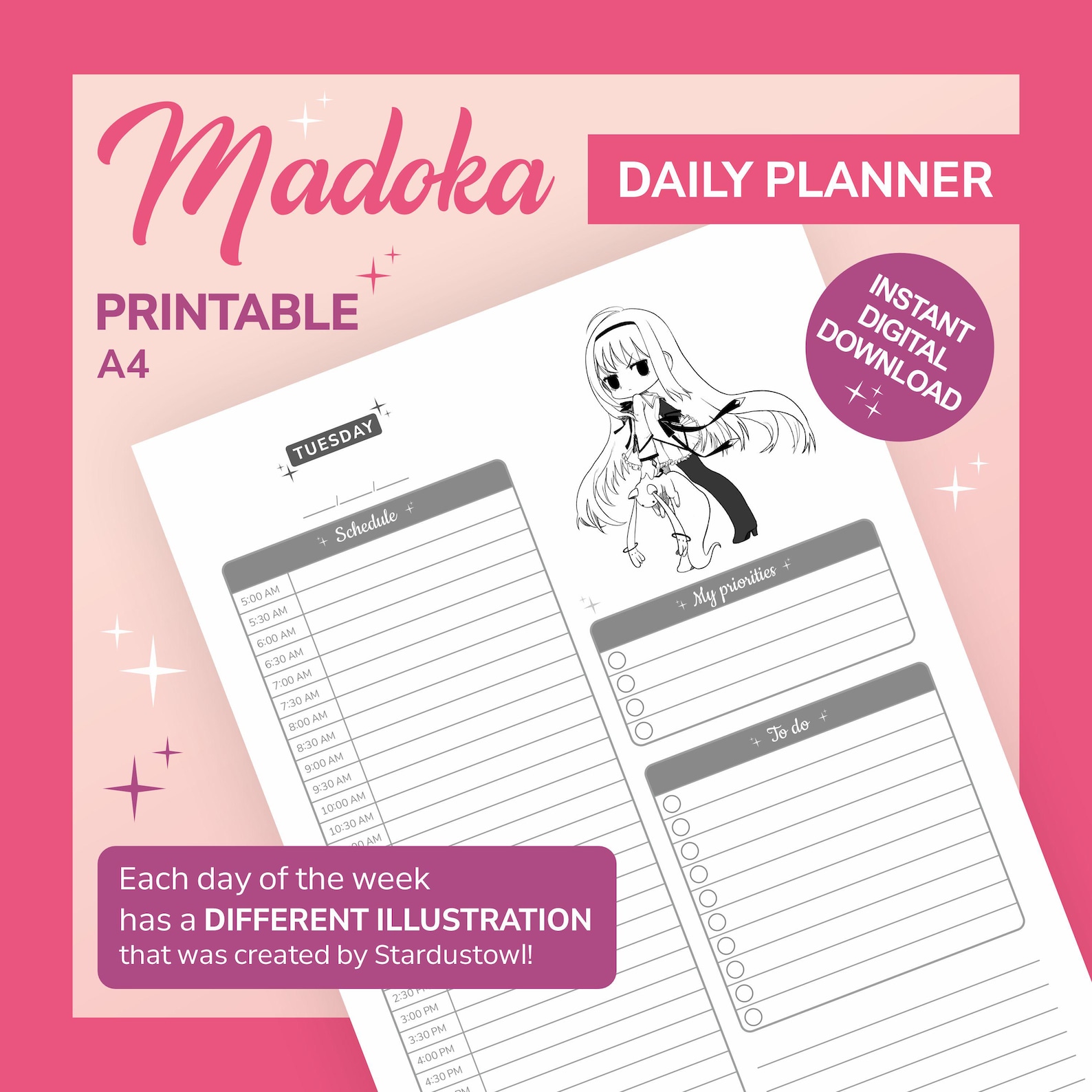 Madoka Magica Daily Planner, Printable, Digital Download - Etsy
