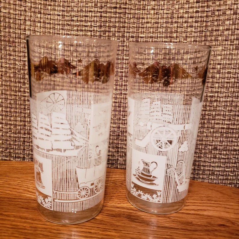 Vintage Anchor Hocking Colonial Drinking Glasses Gold Eagle - Etsy