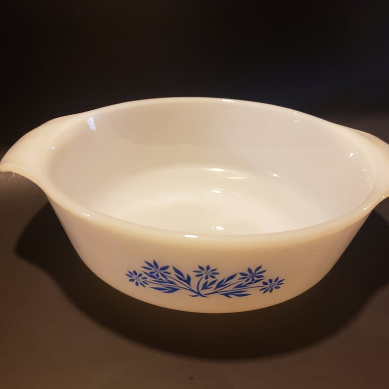 Anchor Hocking Fire King Blue Cornflower White Glass Casserole Dish Set ...