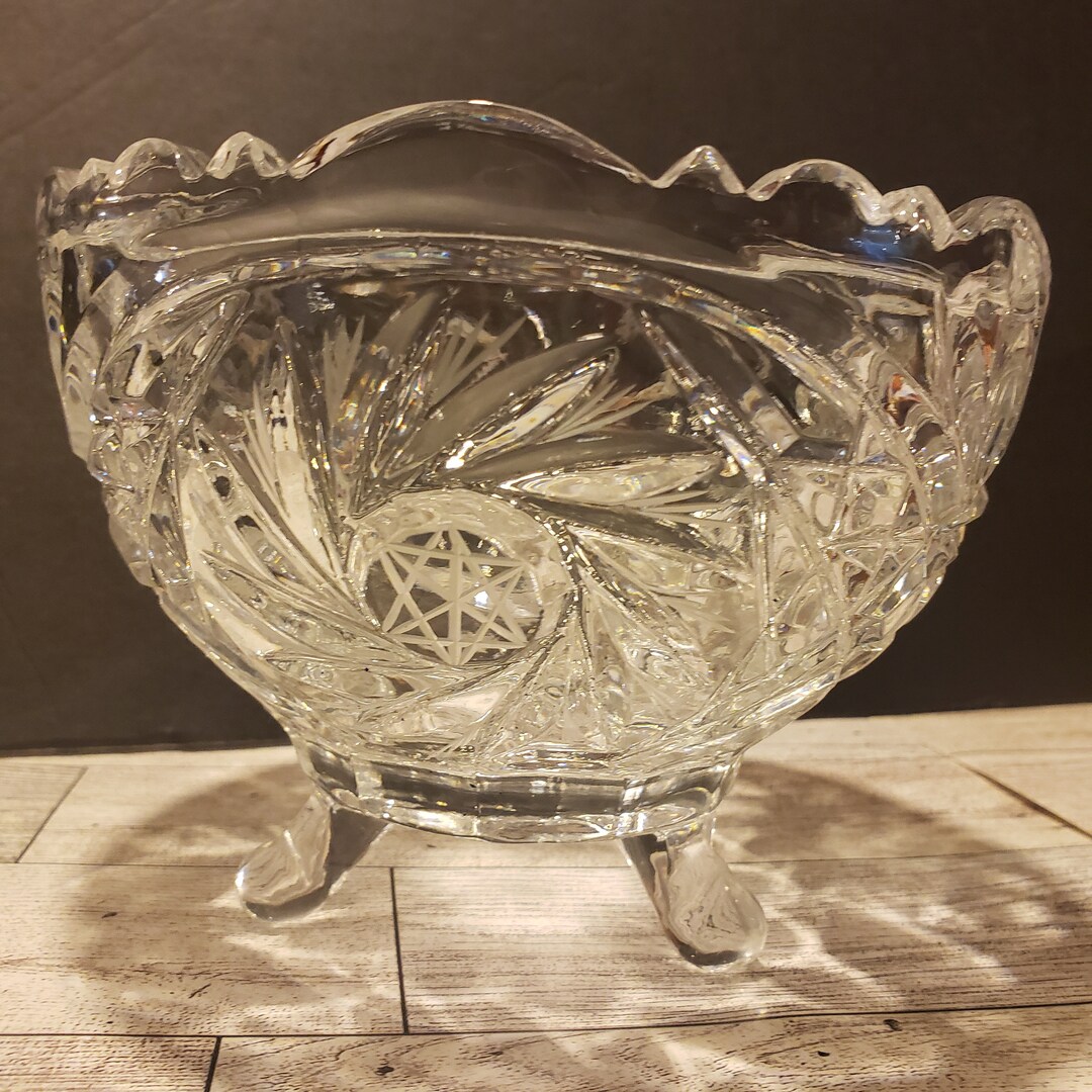Cut Crystal Star of David Footed Dish Vintage - Etsy