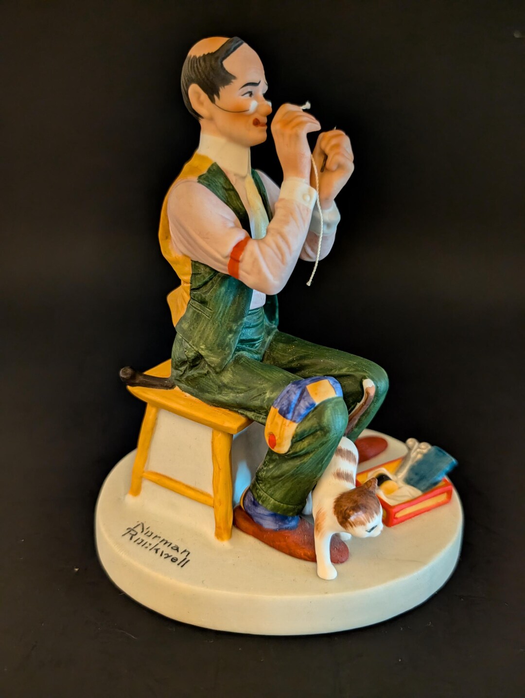 Norman Rockwell Vintage Figurine Man Threading a Needle 1980 Danbury ...