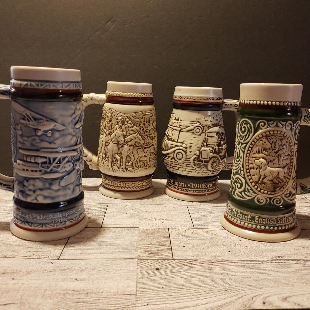 Avon Collectible Ceramic Mini Steins 1982 and 1983 - Fish Sporting - Etsy
