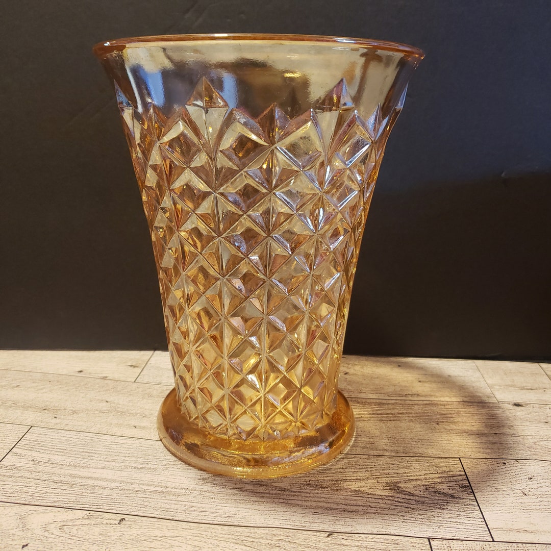 Carnival Glass Diamond Pinwheel Vase Vintage - Etsy