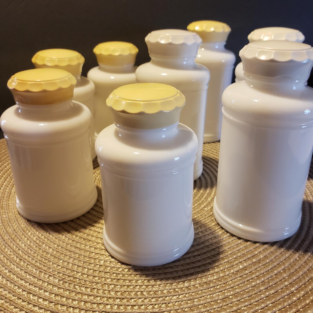Milk Glass White Apothecary Jars - Set of 4 - Etsy
