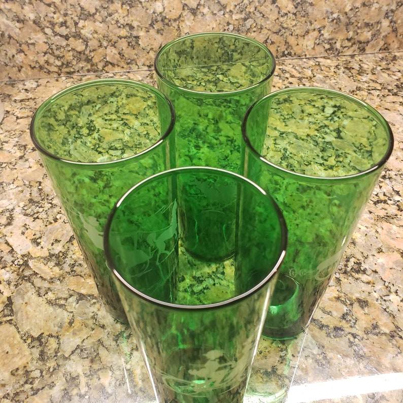 Anchor Hocking Emerald Forest Green Tom Collins Glasses Vintage - Etsy