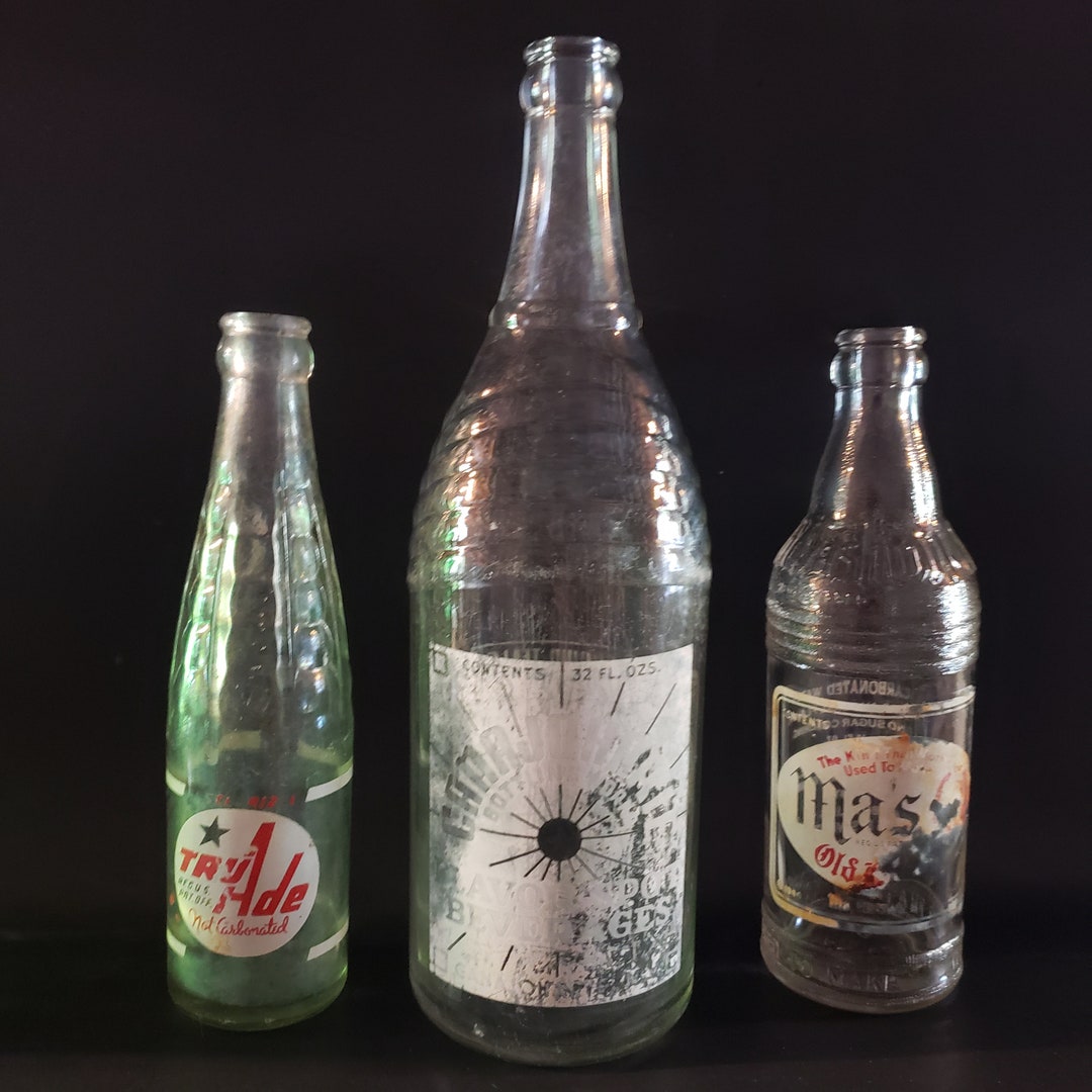Soda Bottles - Lot of 3 Vintage (ma's, Truade, Canajoharie) - Etsy