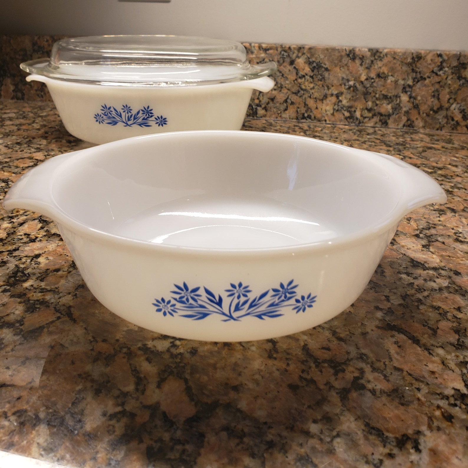 Anchor Hocking Blue Cornflower White Glass Casserole Dishes - Etsy