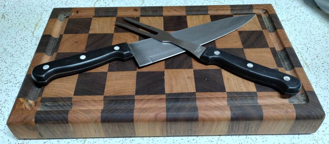 Handcrafted Checkered Butcher Block Cutting Board – Cherry & Walnut - Etsy