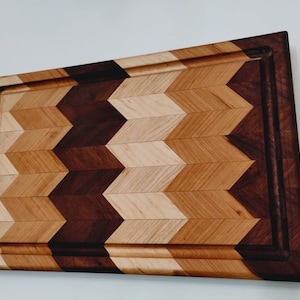 Butcher Block Cutting Board Chevron Style - Etsy