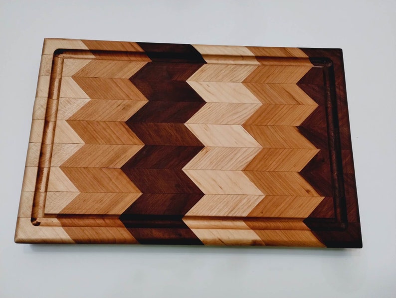 Butcher Block Cutting Board Chevron Style - Etsy