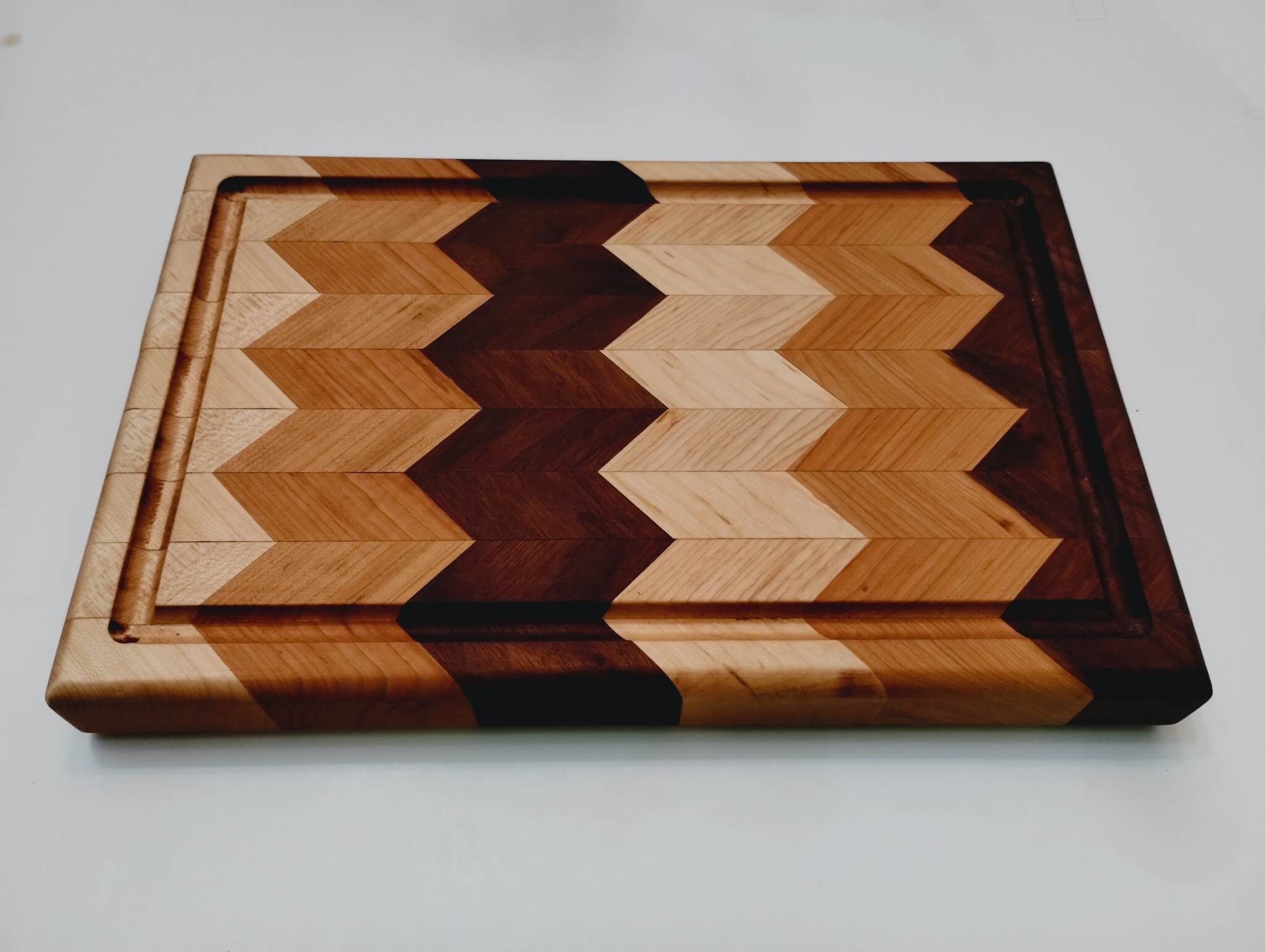 Butcher Block Cutting Board Chevron Style - Etsy