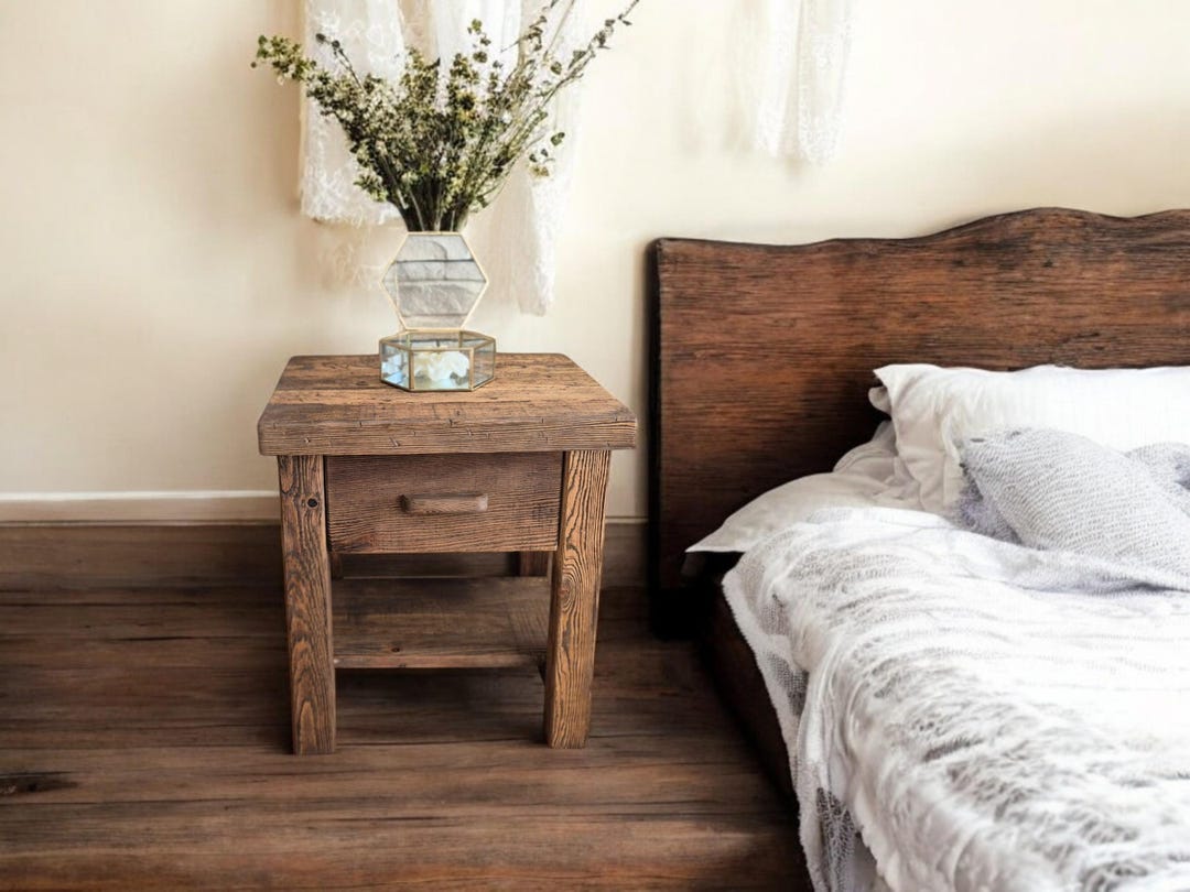 Coffee Table With Storage Drawers,reclaimed Bedside Table,rustic ...