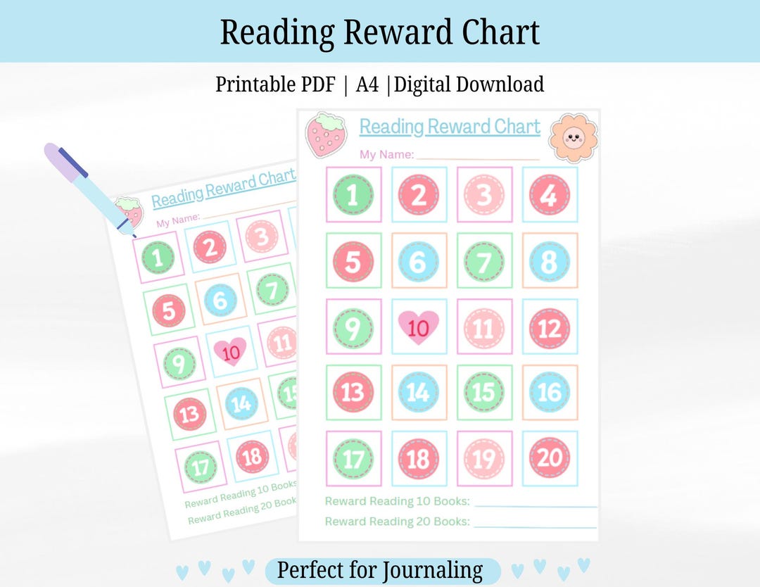 Kids Reading Reward Chart Children's Reading Log Book Reward Book ...