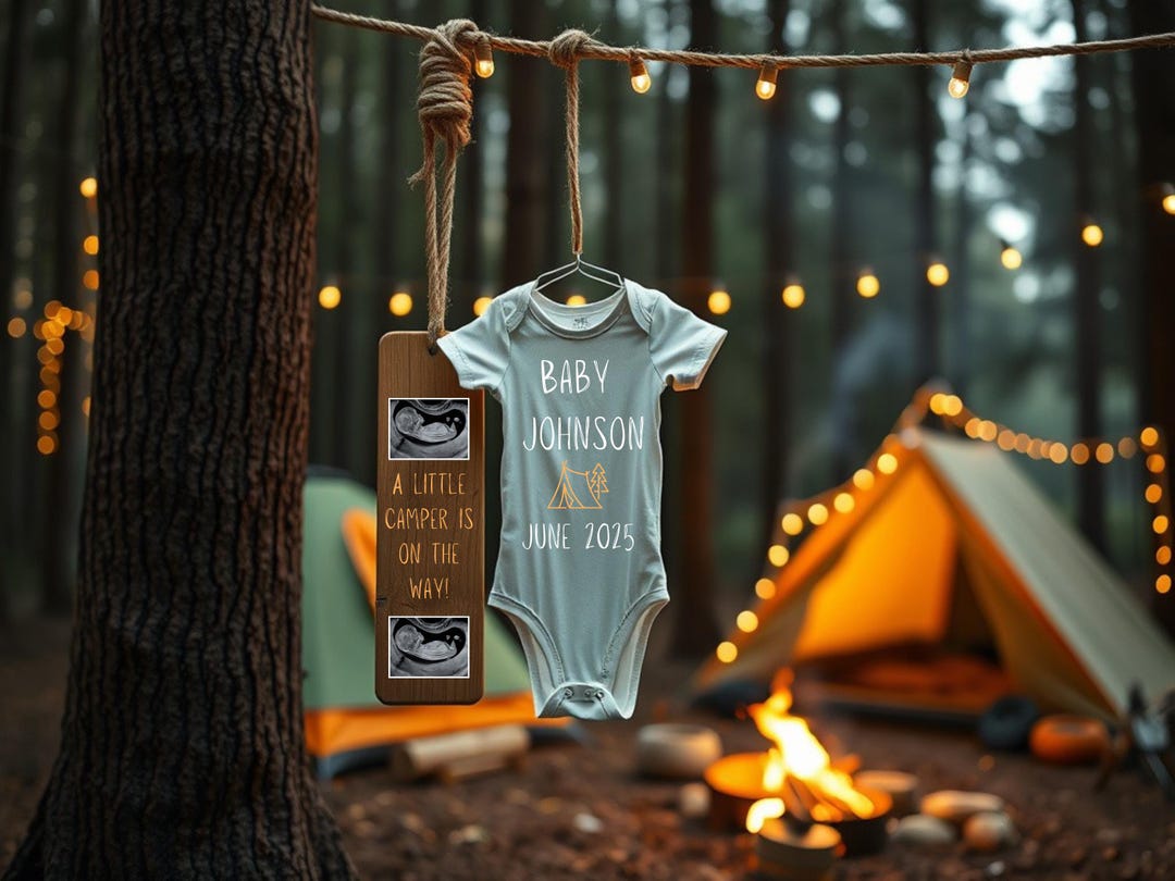 Camping Pregnancy Announcement | A Little Camper is on the Way | Baby ...