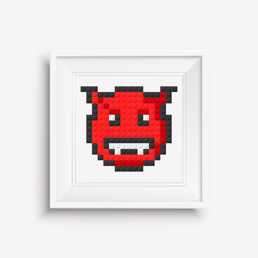 Square Wall Art Print Funny Pixel Art Devil Emoji Design - Etsy