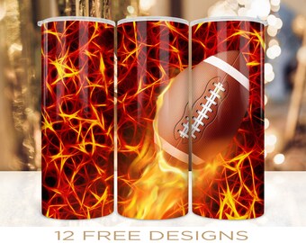 20oz Skinny Tumbler Wrap Sublimation Design, American Football Tumbler ...